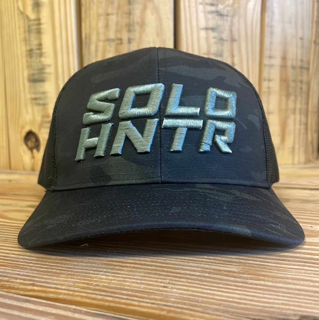 SOLO HNTR - Stacked Black Multicam Hat – Huntnhouse LLC